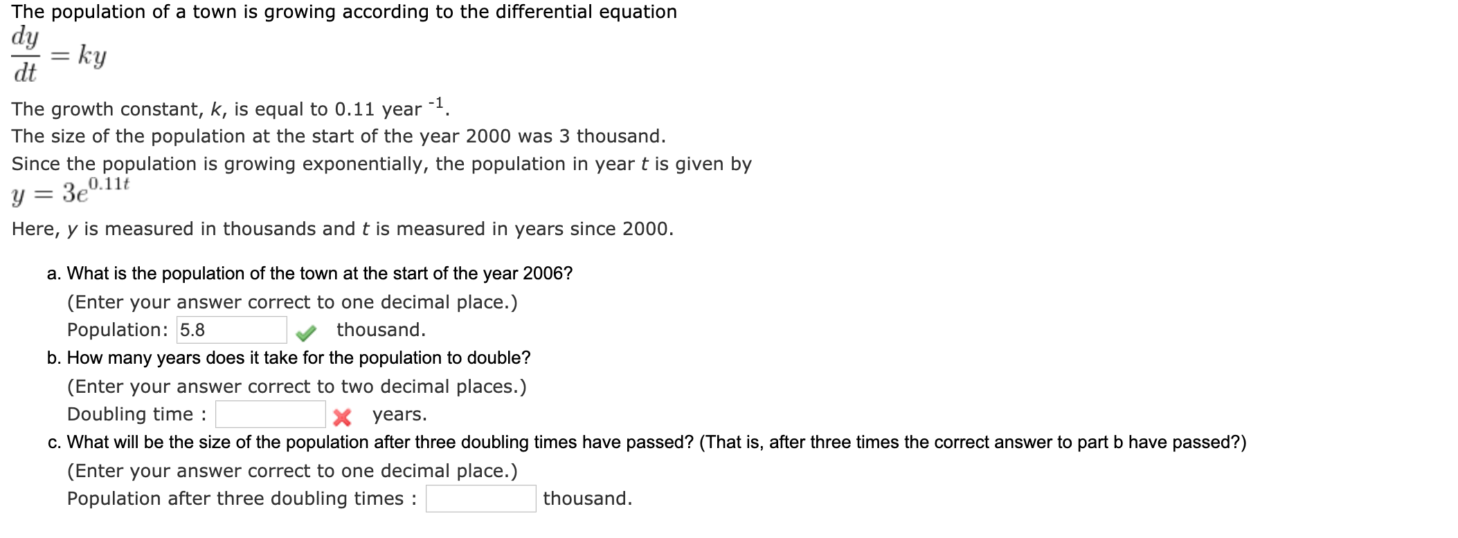 Solved The population of a town is growing according to the | Chegg.com