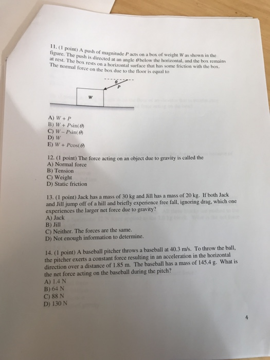Solved 11. ( figure. The push i point A push of magnitude P | Chegg.com