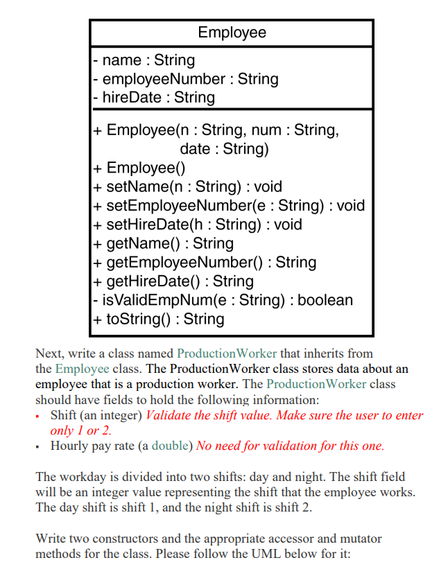 Solved Employee and Production Worker Classes Design a class | Chegg.com