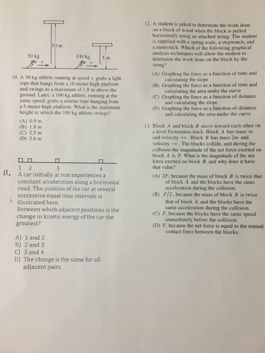 Solved 12. A student is asked to determine the work done on | Chegg.com