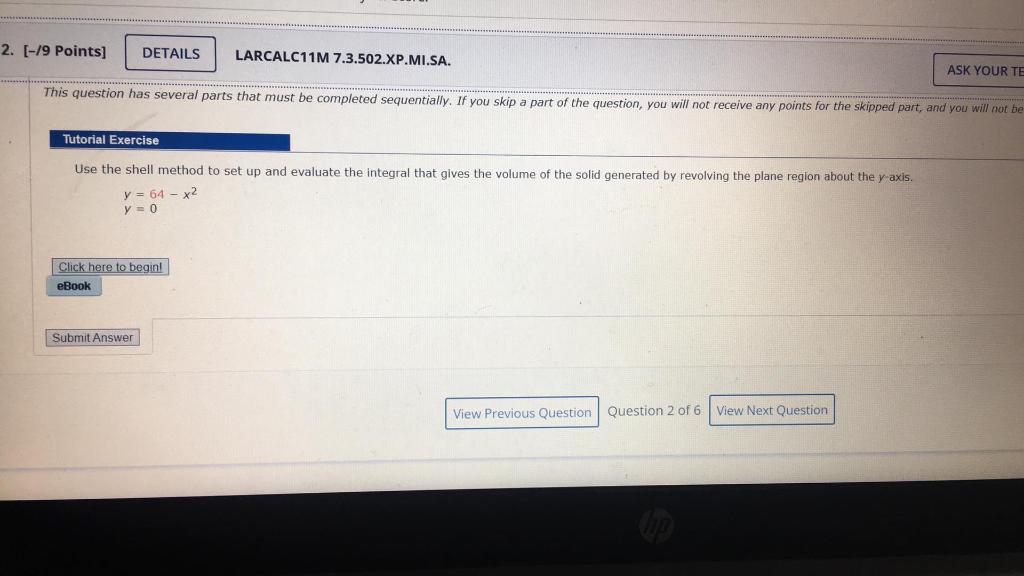 Solved 2. [-19 Points] DETAILS LARCALC11M 7.3.502.XP.MI.SA. | Chegg.com