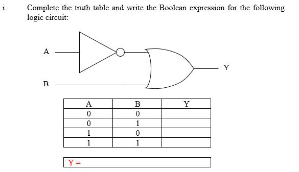 Solved i. Complete the truth table and write the Boolean | Chegg.com