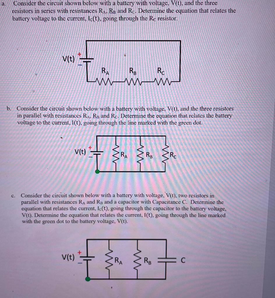 Solved Consider The Circuit Shown Below With A Battery With 