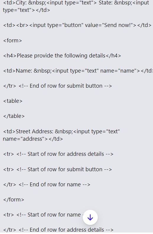 Solved Below is a form to collect webpage visitor | Chegg.com