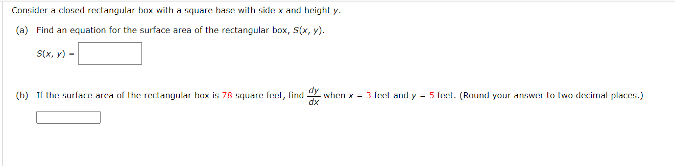 Solved Consider a closed rectangular box with a square base | Chegg.com