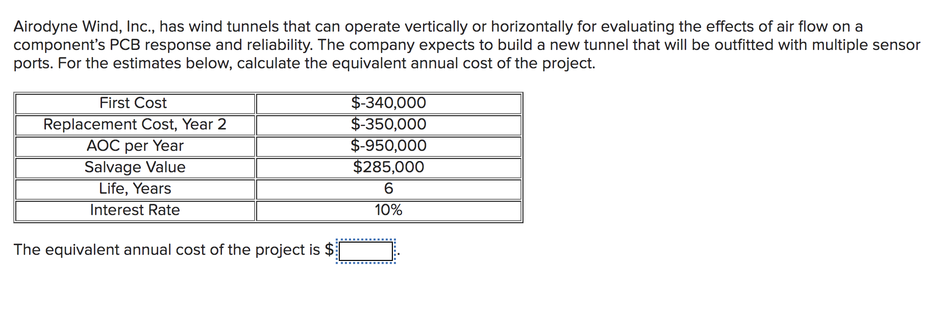 Solved Airodyne Wind, Inc., has wind tunnels that can | Chegg.com