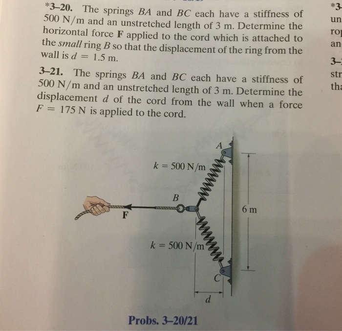 Solved The springs BA and BC each have a stiffness of 500 | Chegg.com