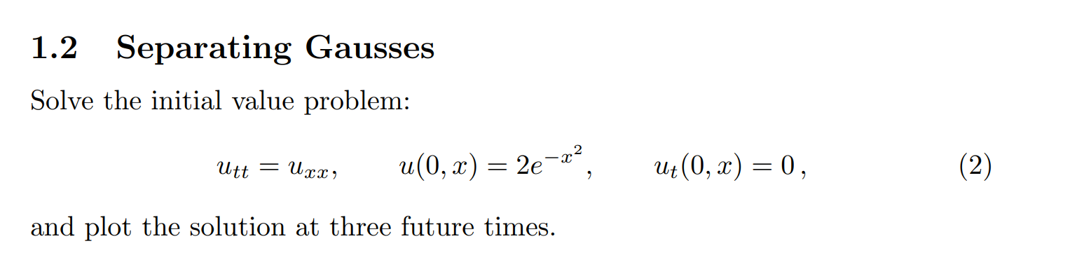 Solved 1.2 Separating Gausses Solve the initial value | Chegg.com