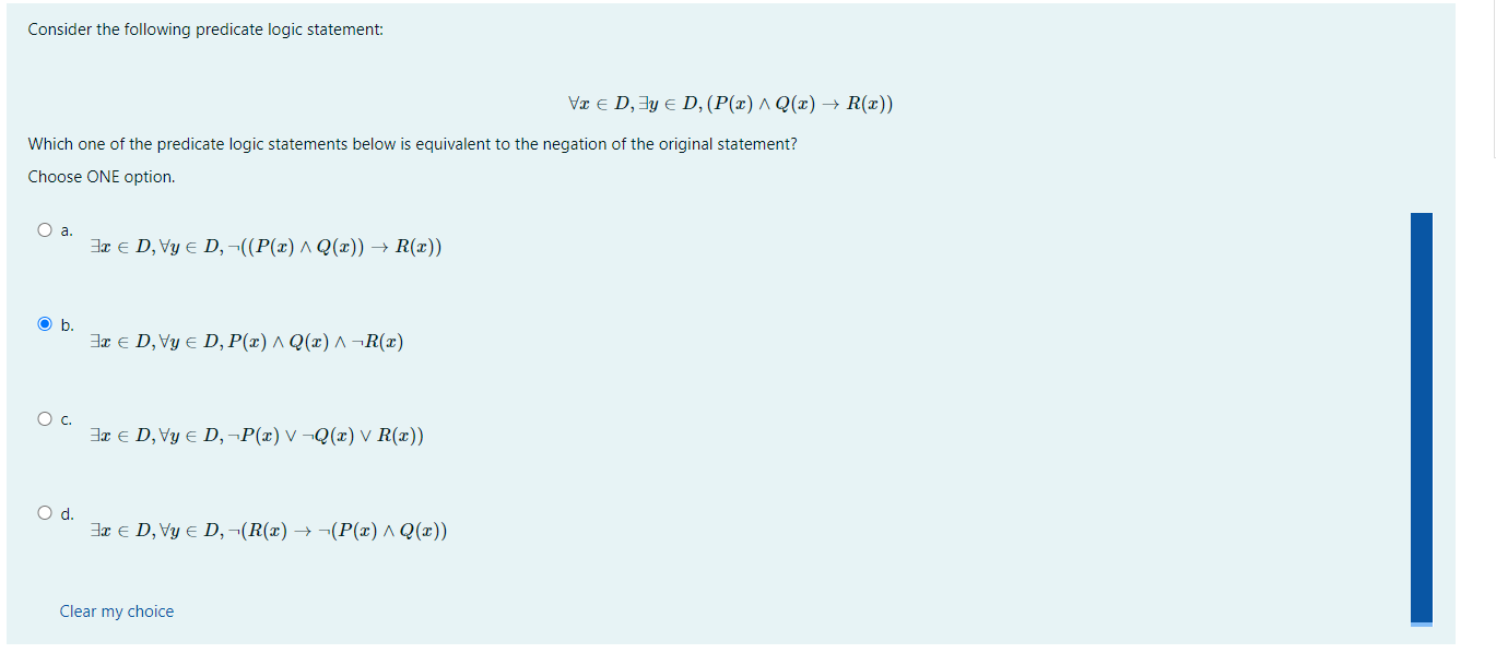 Consider the following predicate logic statement: VI | Chegg.com