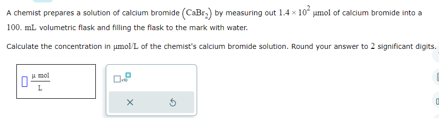 Solved A chemist prepares a solution of calcium bromide | Chegg.com