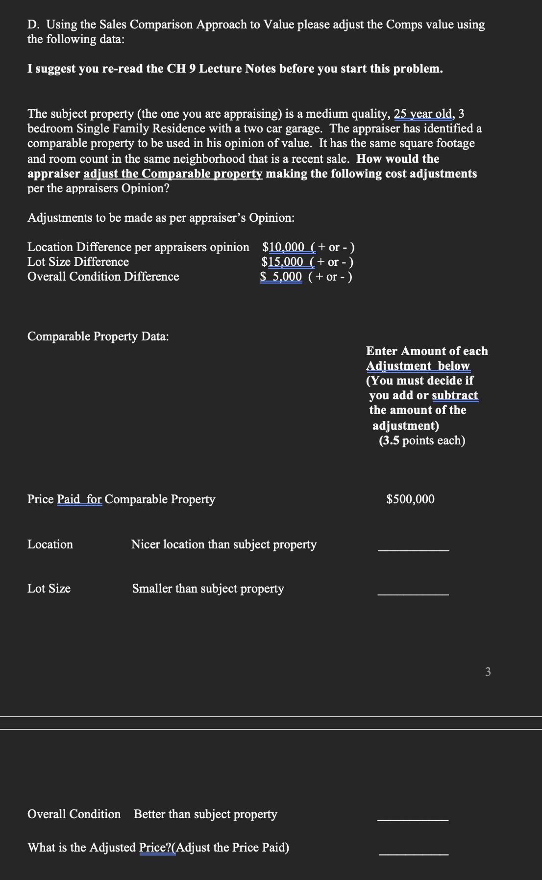 Solved Overall Condition Better than subject property What | Chegg.com