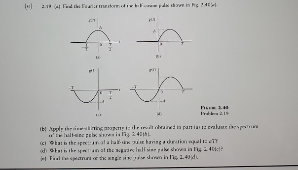 Solved e) 2.19 (a) Find the Fourier transform of the | Chegg.com