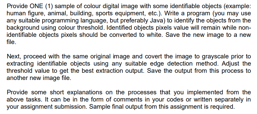 Provide ONE (1) sample of colour digital image with | Chegg.com