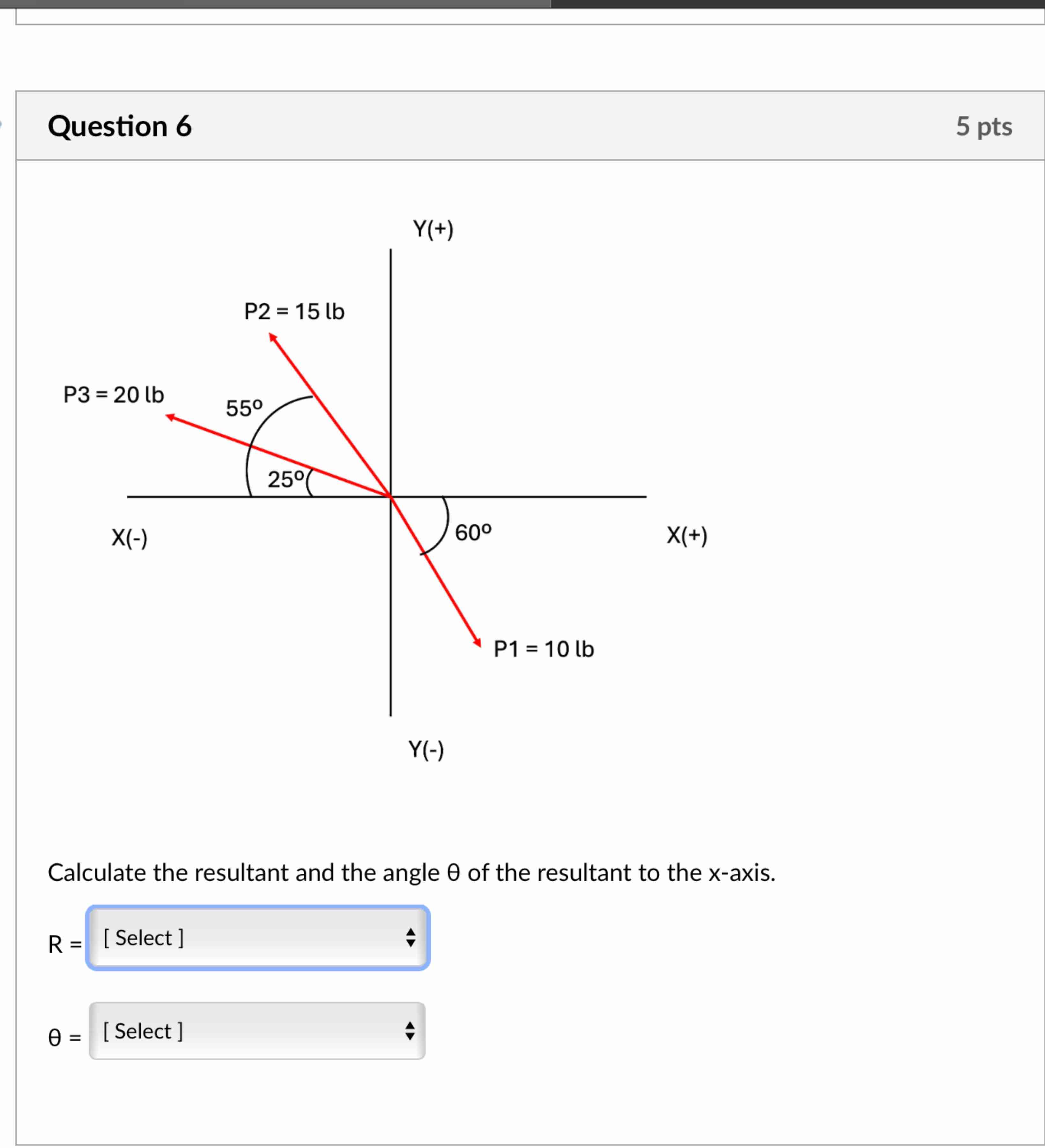 Solved Question 6Calculate the resultant and the angle | Chegg.com