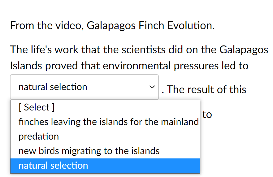 Solved Partial Question 19 1/2 pts From the video, Galapagos | Chegg.com