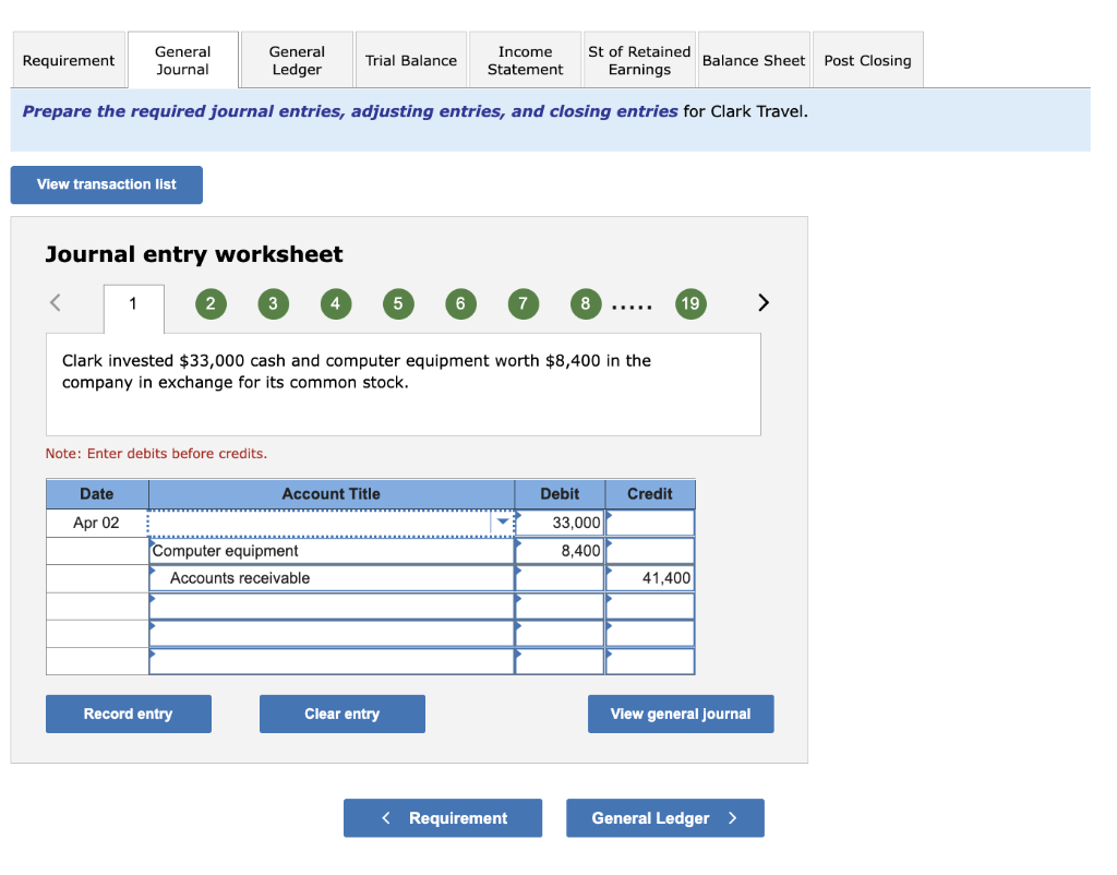 Solved On April 1, Jean Clark created a new travel agency, | Chegg.com