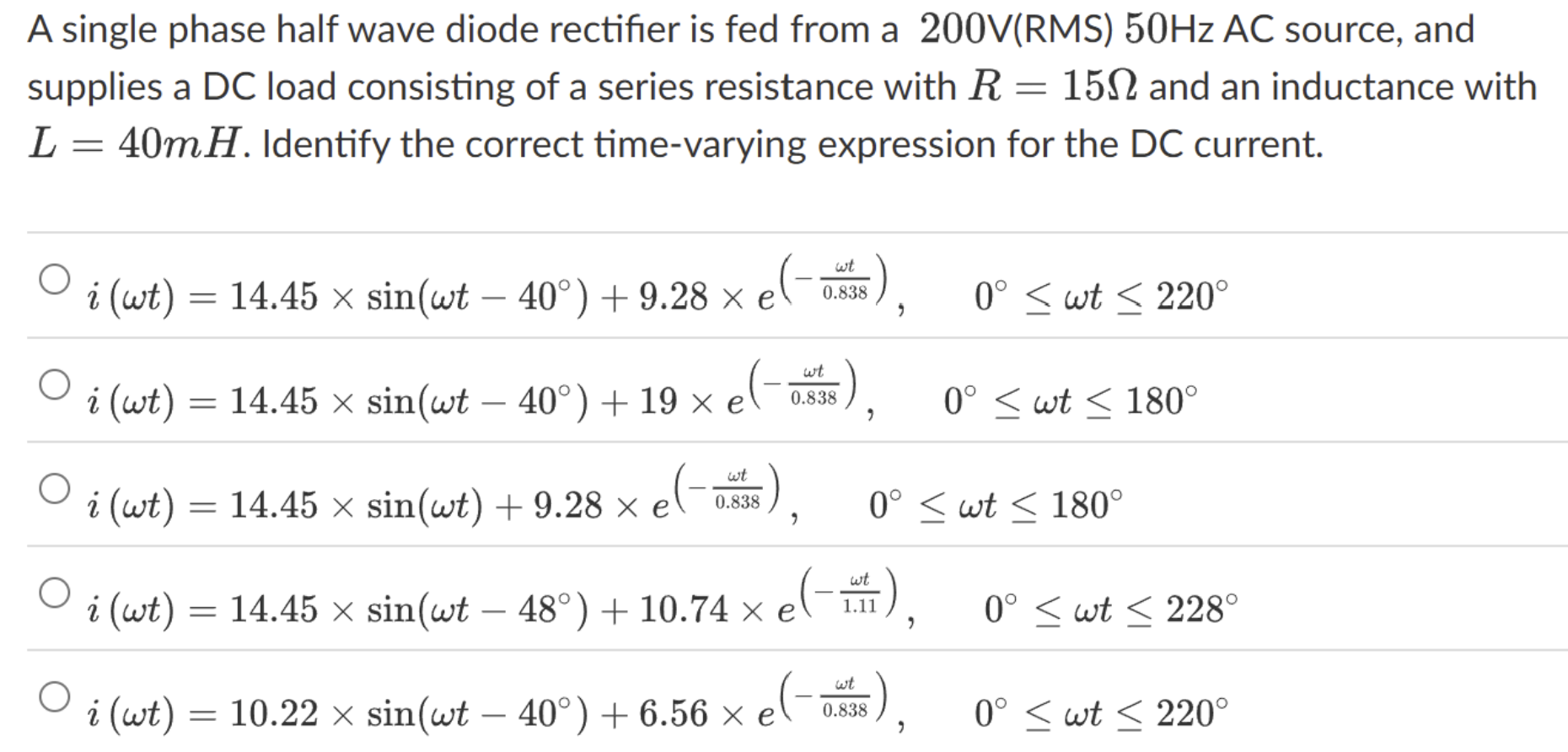 Solved A single phase half wave diode rectifier is ﻿fed from | Chegg.com