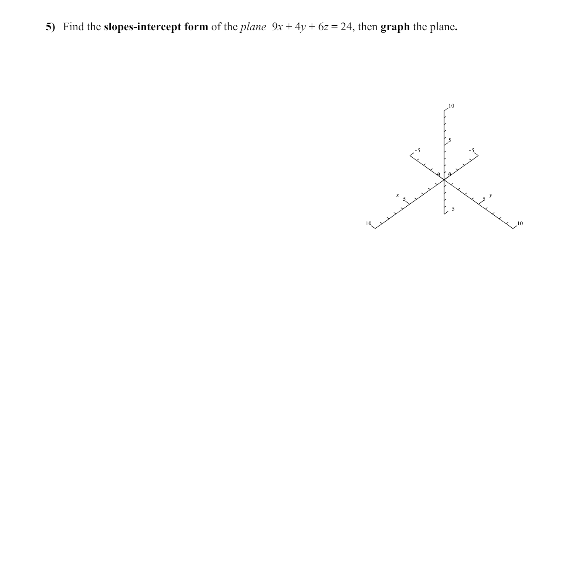 Solved Find the slopes-intercept form of the plane | Chegg.com