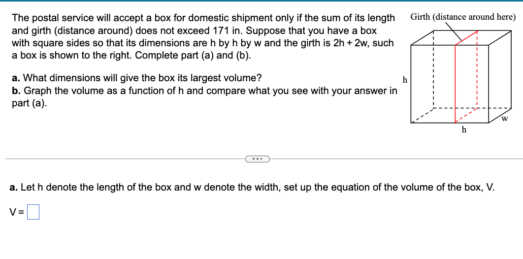Solved The postal service will accept a box for domestic | Chegg.com