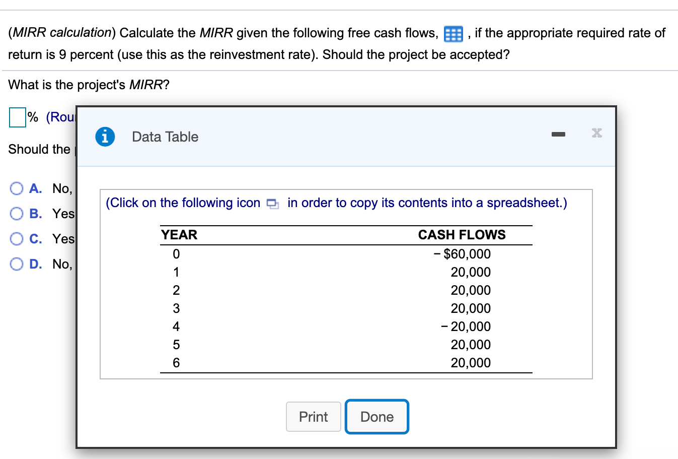 Solved (MIRR calculation) Calculate the MIRR given the | Chegg.com