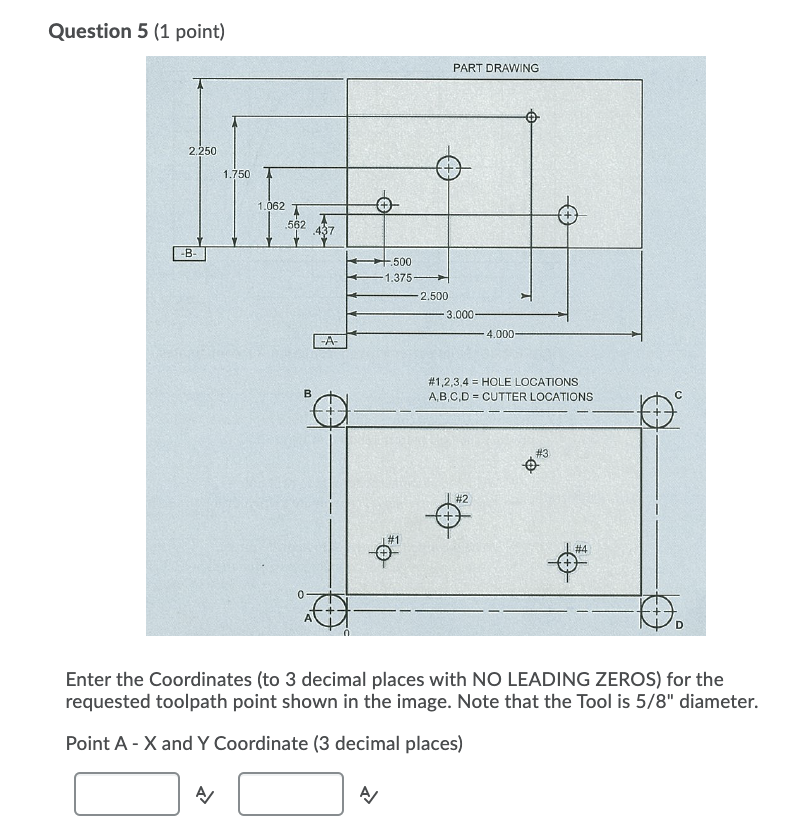 Solved Question 5 (1 point) PART DRAWING 2.250 O 1.750 1.062 | Chegg.com