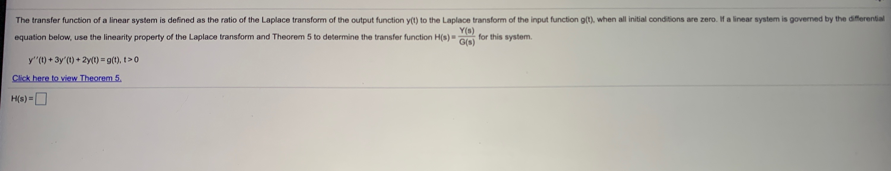 Solved The transfer function of a linear system is defined | Chegg.com