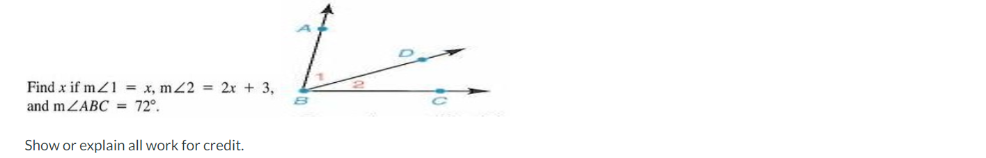 Solved Find \\( x \\) if \\( \\mathrm{m} \\angle 1=x, | Chegg.com