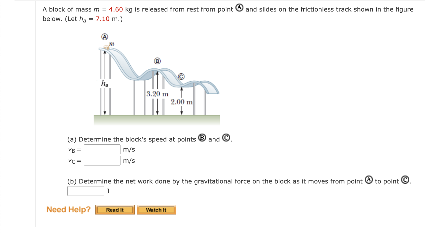 Solved A block of mass m=4.60 kg is released from rest from | Chegg.com