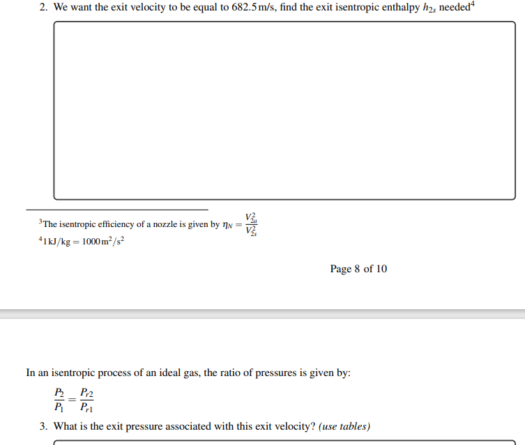 Solved 3 Isentropic efficiency of a nozzle Hot combustion | Chegg.com