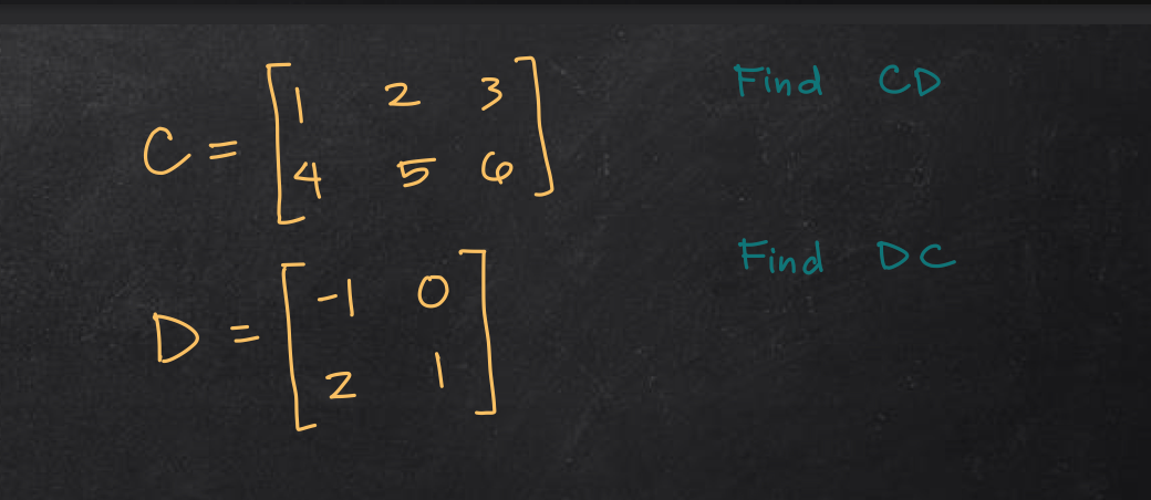 Solved From the matrices shown above: 1. Find CD 2. Find | Chegg.com