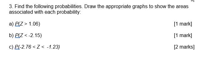 Solved 3. Find the following probabilities. Draw the | Chegg.com
