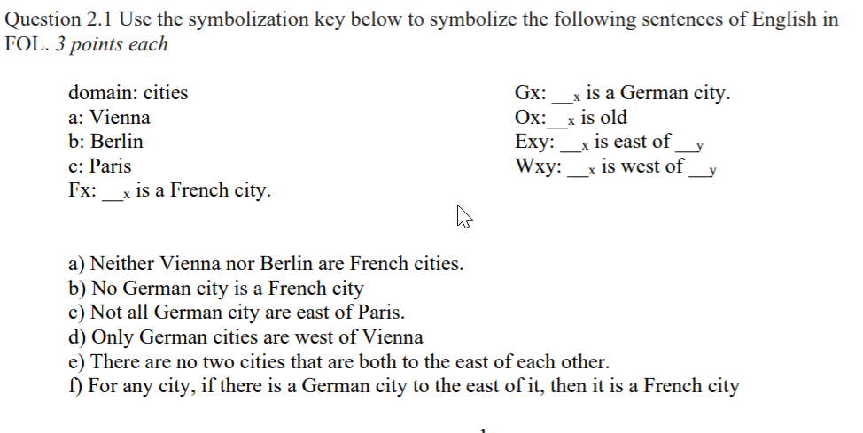 Solved Question 2.1 Use the symbolization key below to | Chegg.com