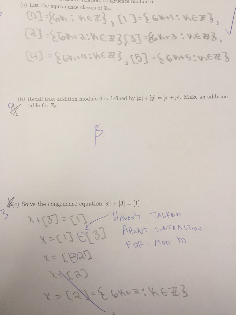 Solved lon, congruence modulo 6. (a) List the equivalence | Chegg.com