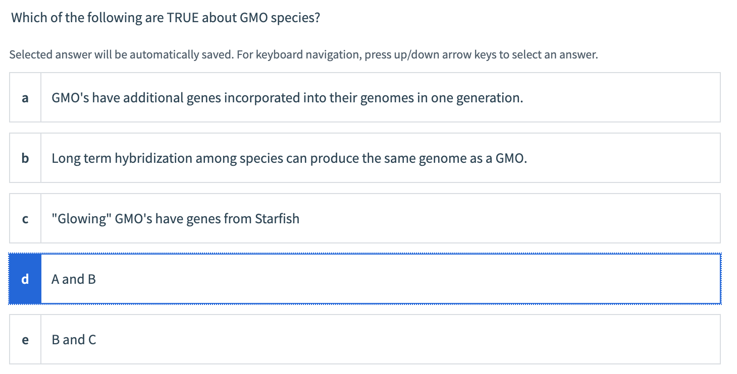 Solved Which of the following are TRUE about GMO species? | Chegg.com