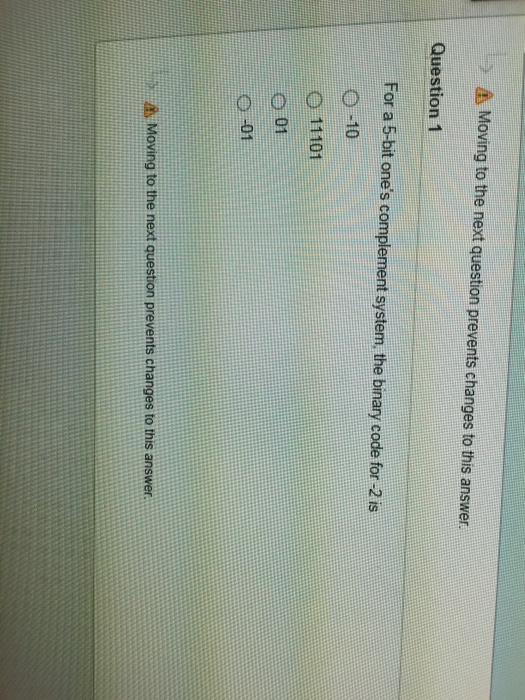 Solved For a 5-bit one's complement system, the binary code | Chegg.com