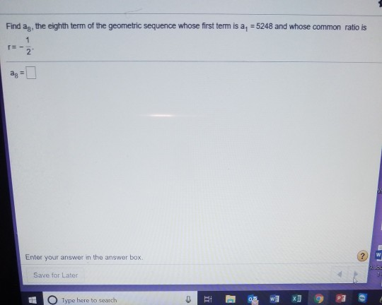 Solved Find a8, the eighth term of the geometric sequence | Chegg.com