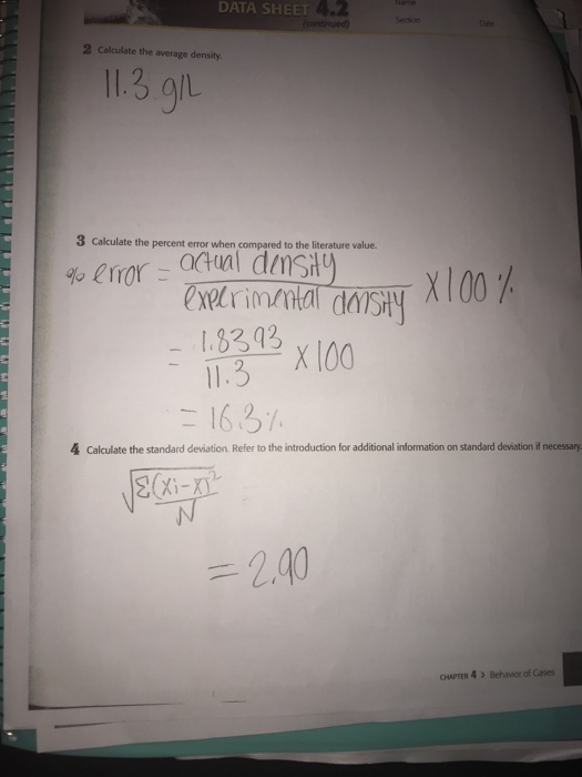 Solved LAB ACTIVITY Density of a Gas 4.2 Objectives At the | Chegg.com