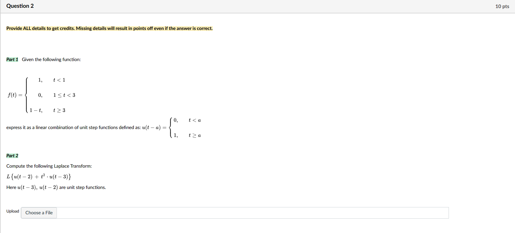 Solved Provide ALL details to get credits. Missing details | Chegg.com