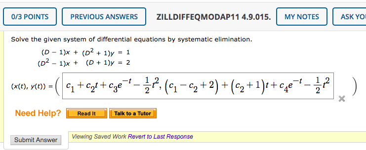 Solved 0/3 POINTS PREVIOUS ANSWERS ZILLDIFFEQMODAP11 | Chegg.com