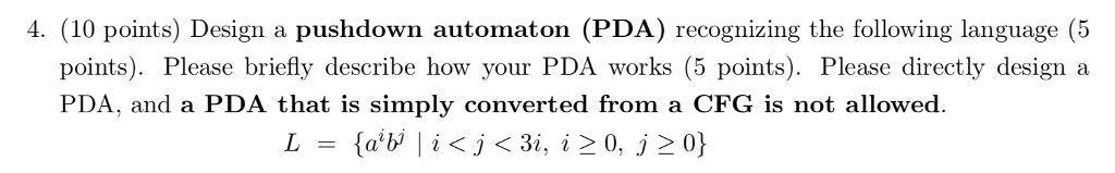 Solved 4. (10 points) Design a pushdown automaton (PDA) | Chegg.com
