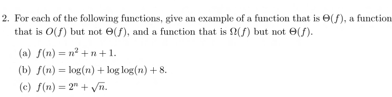 Solved For each of the following functions, give an example | Chegg.com