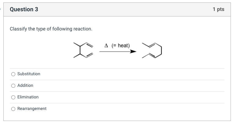 Solved Classify the type of following reaction. Substitution | Chegg.com