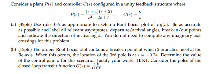 Solved Consider a plant P(s) and controller C(s) configured | Chegg.com