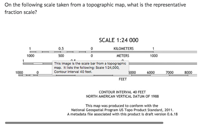 Solved On the following scale taken from a topographic map, | Chegg.com