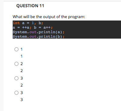 Solved QUESTION 11 What will be the output of the program: | Chegg.com