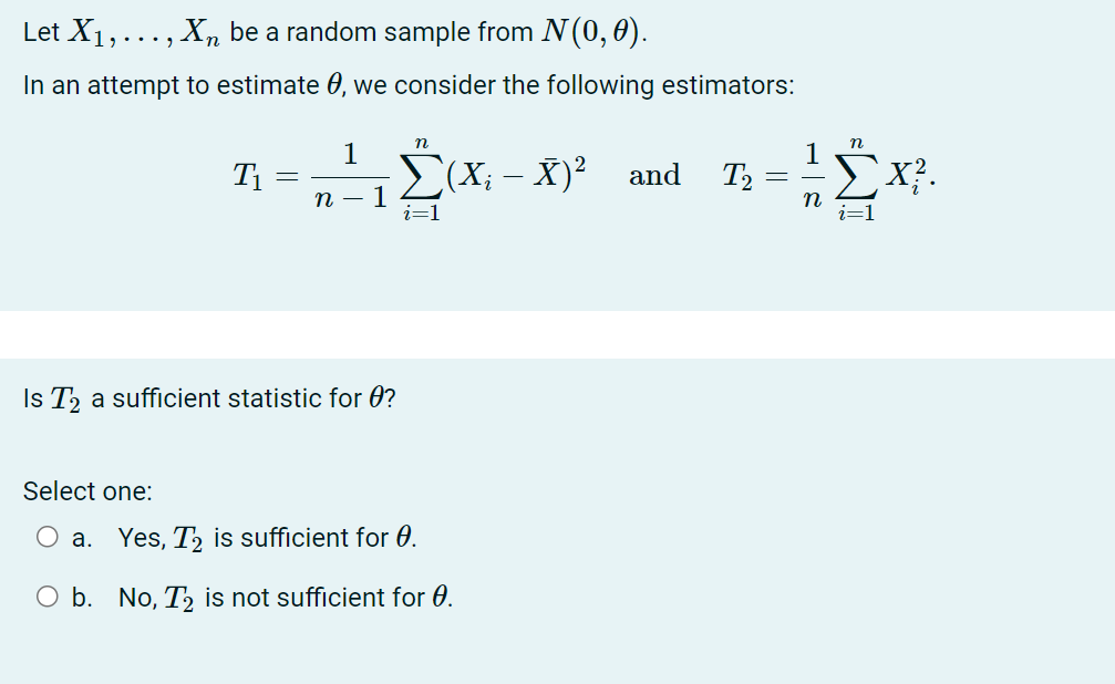 Solved Let X1,…,Xn be a random sample from N(0,θ). In an | Chegg.com