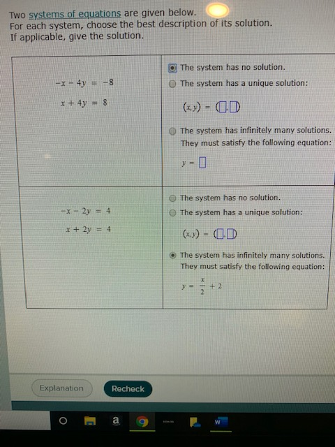 Solved Two Systems Of Equations Are Given Below For Each
