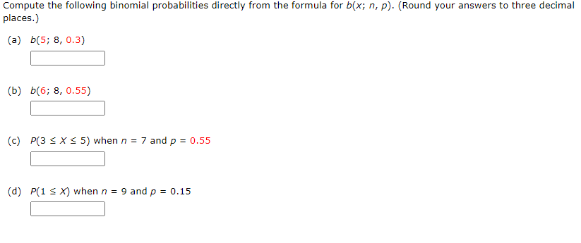 Solved Compute the following binomial probabilities directly | Chegg.com