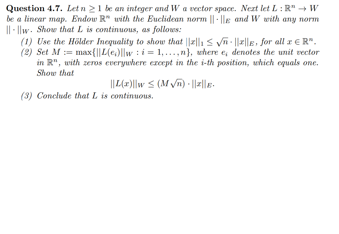Solved Let n ≥ 1 be an integer and W a vector space. Next | Chegg.com