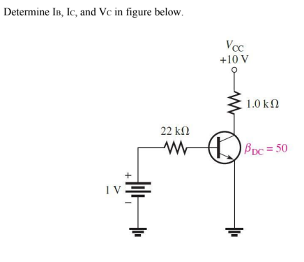 Solved Determine Is, Ic, and Vc in figure below. V cc +10 V | Chegg.com